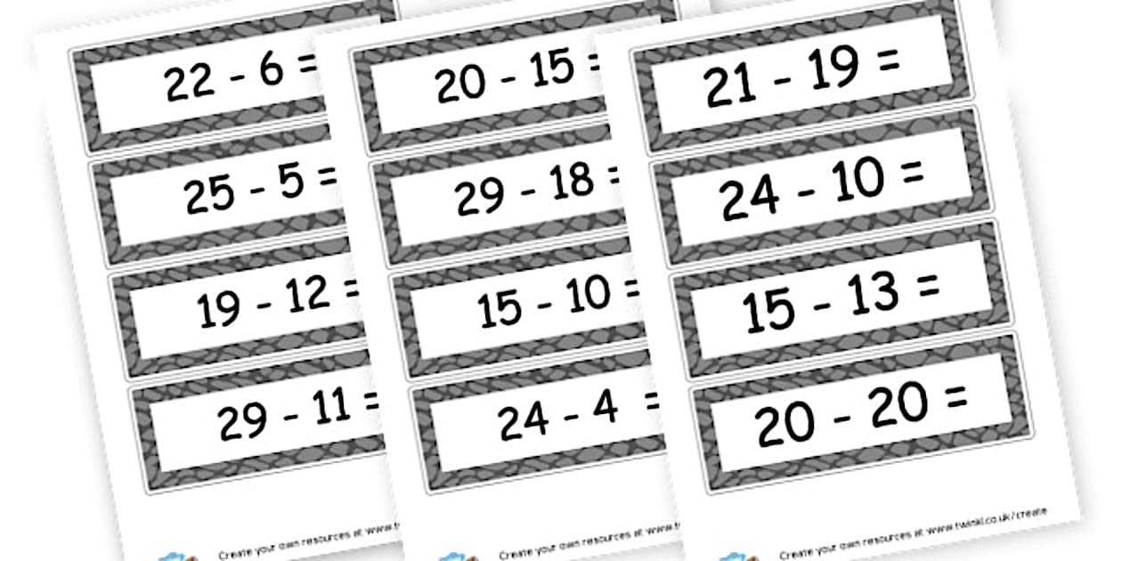 Subtraction to 30 Cards (teacher made) - Twinkl