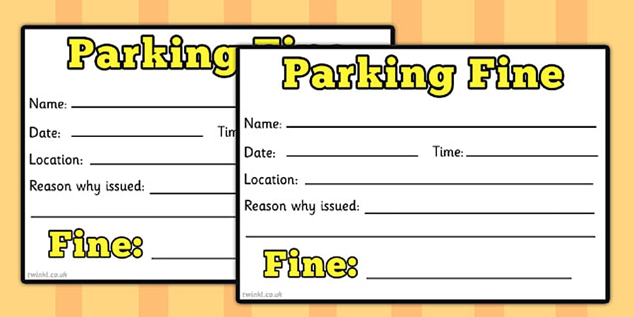 Cursive Car Parking Fine Role Play (teacher made) - Twinkl