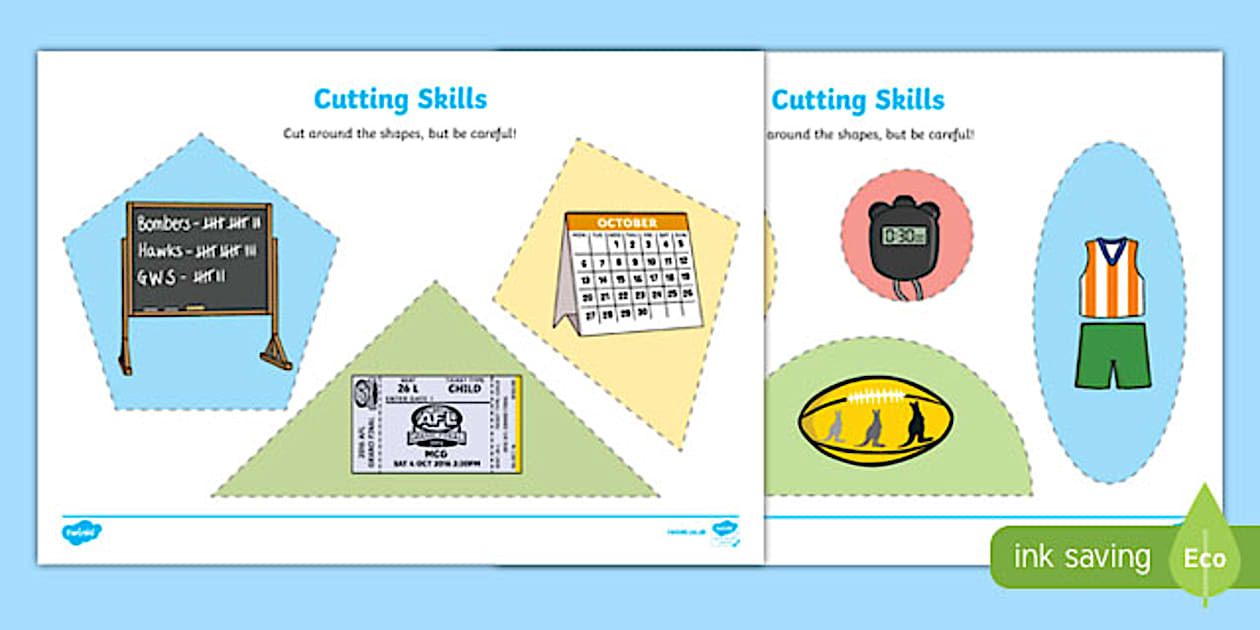 AFL Cutting Skills Worksheet / Worksheet, worksheet - Twinkl