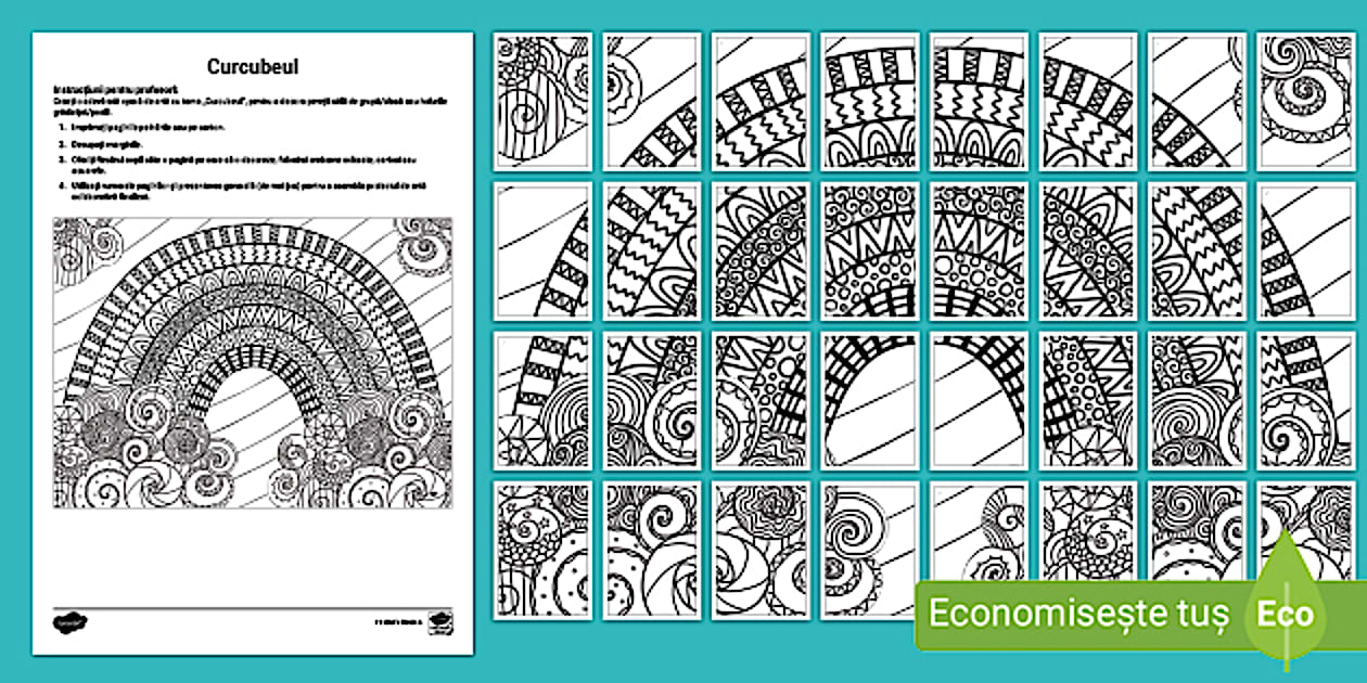 Lucrare colectivă: Curcubeul – Desene de colorat - Twinkl