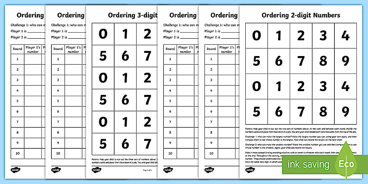Ordering Numbers Games (teacher made) - Twinkl