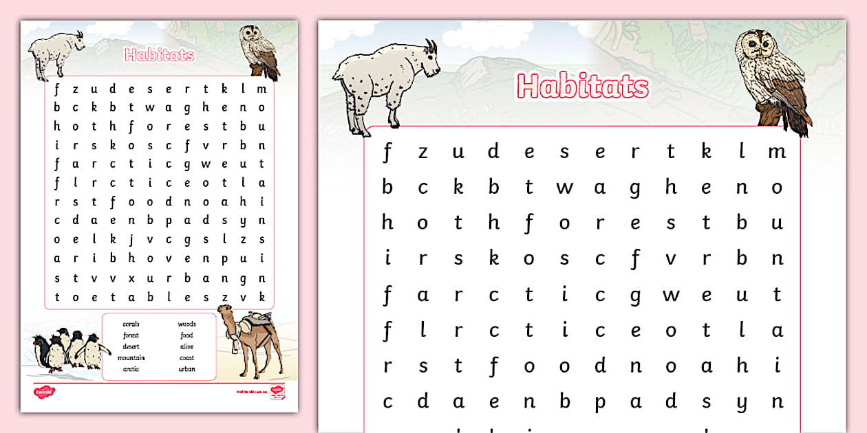 Habitats Word Search (teacher made) - Twinkl