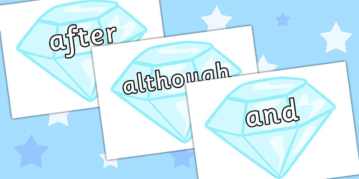 Cursive Conjunctions on Diamonds Display Poster - Twinkl