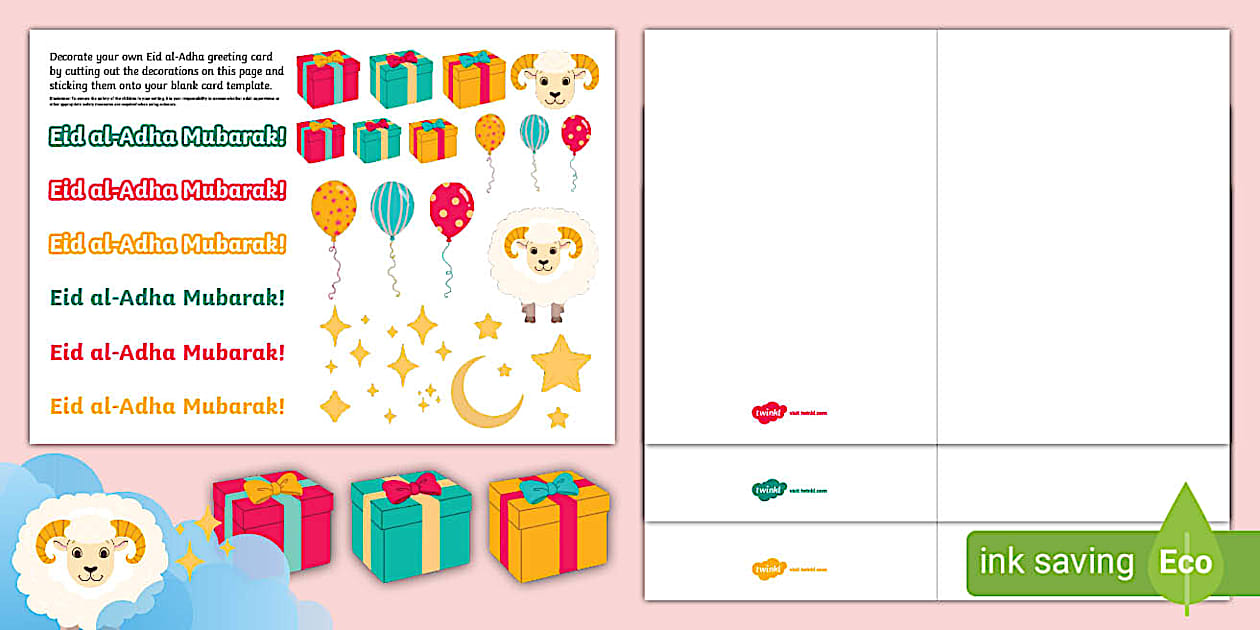 Decorate Your Own Eid al-Adha Card (teacher made) - Twinkl