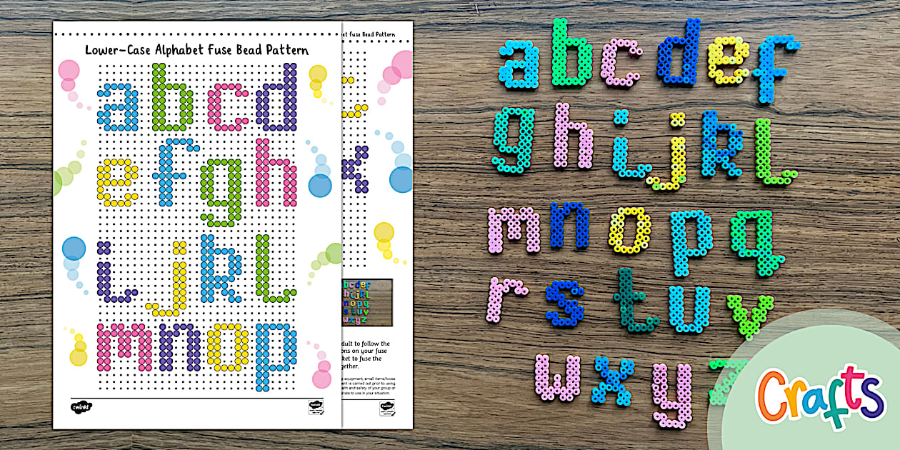 Lower-Case Alphabet Fuse Bead Pattern (teacher made)