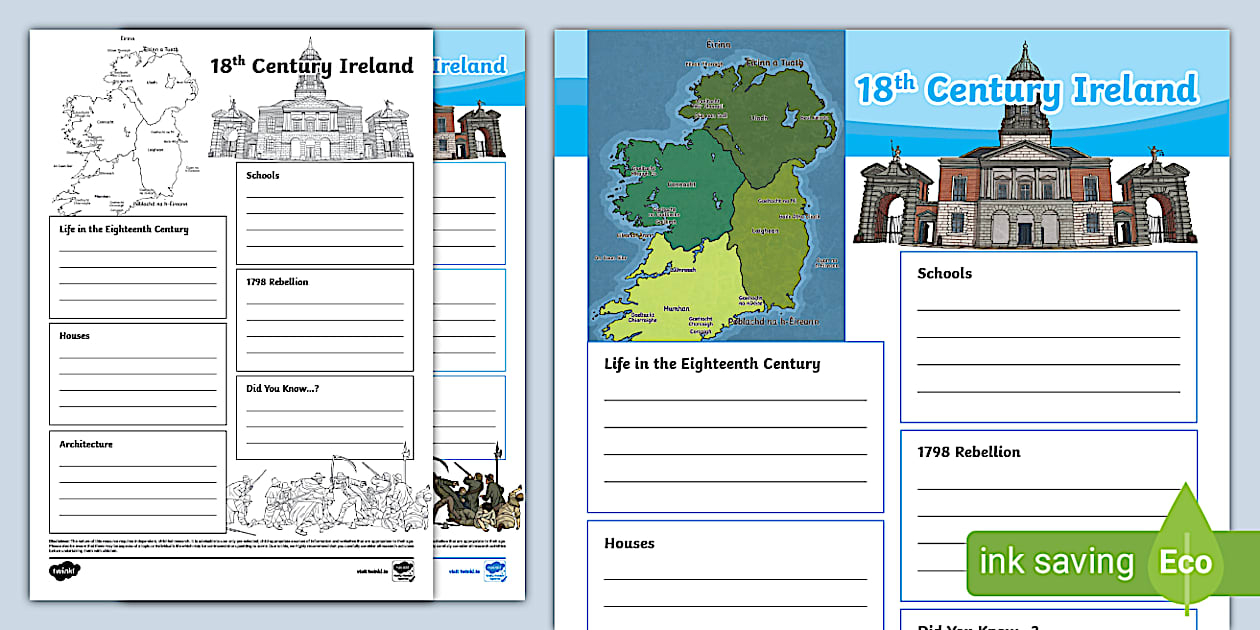 18th Century Ireland Fact File Template