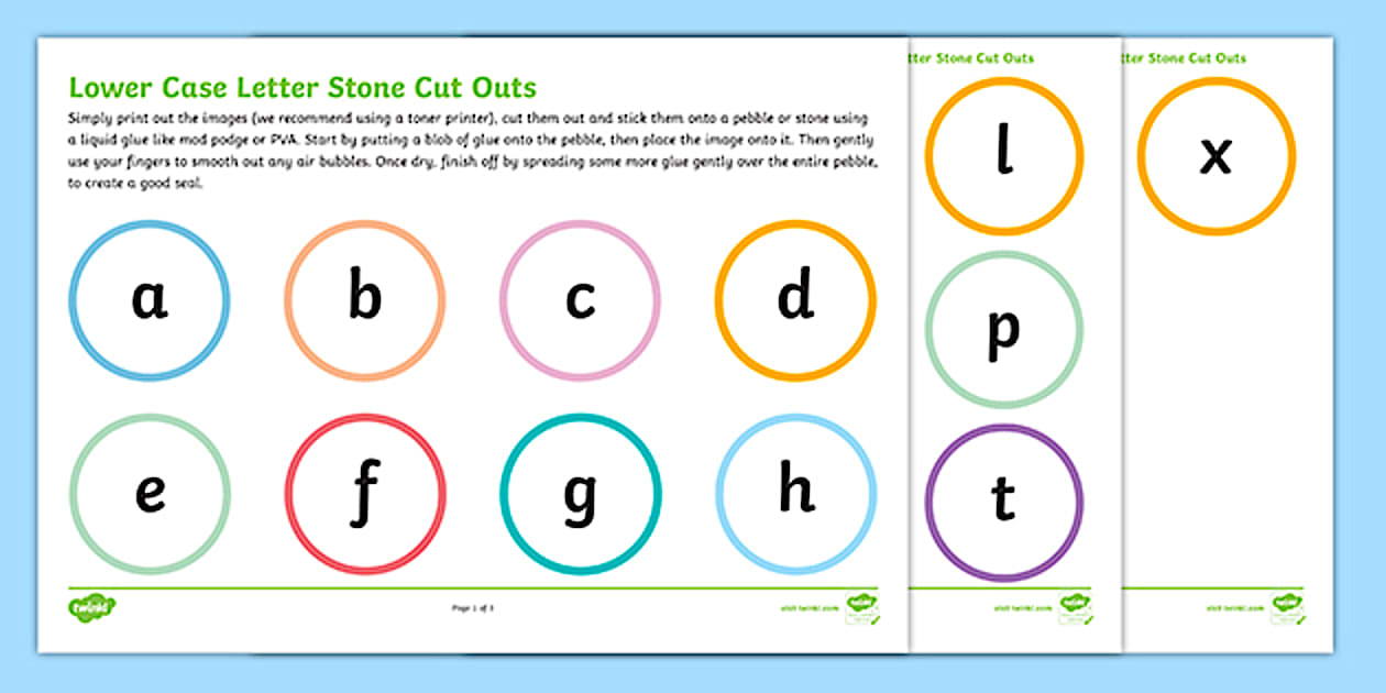 Lower Case Letter Stone Cut Outs Activity Mat - - Twinkl