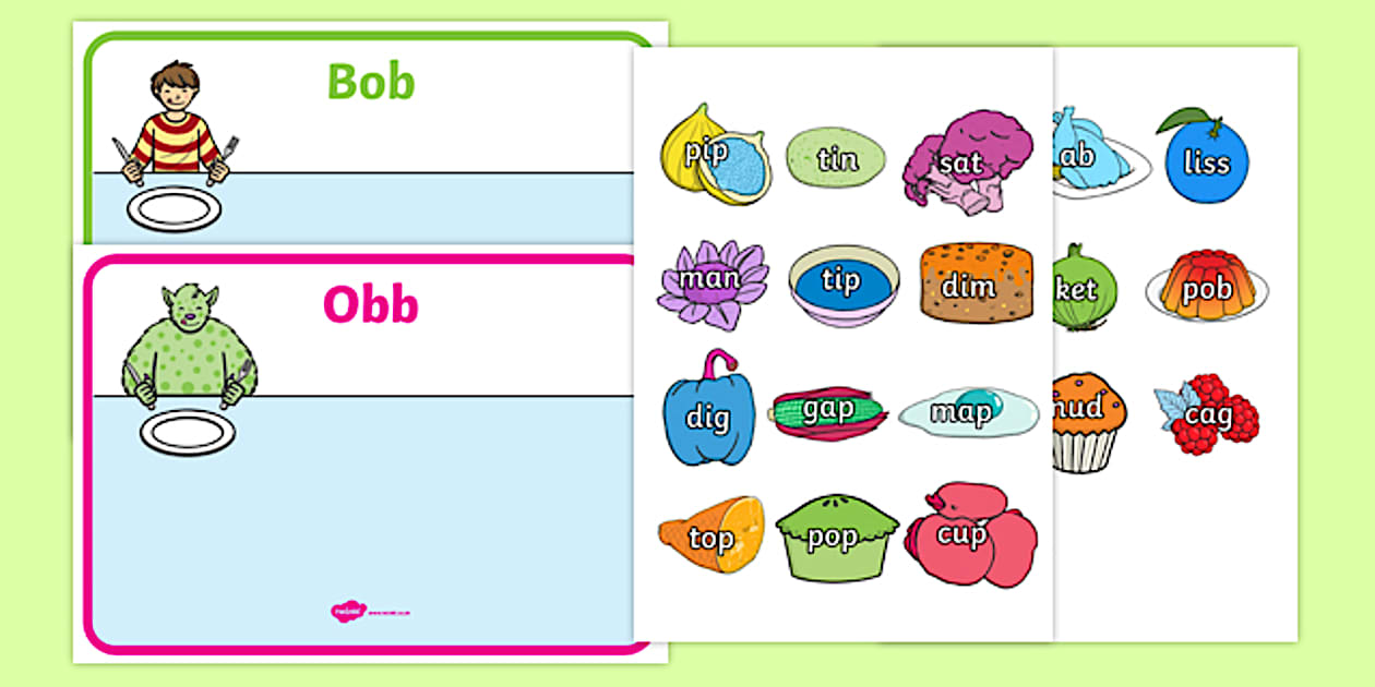 Editable Obb and Bob Phase 2 Sorting Activity (teacher made)