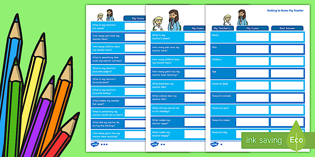 Editable Getting to Know My Teacher Activity (teacher made)