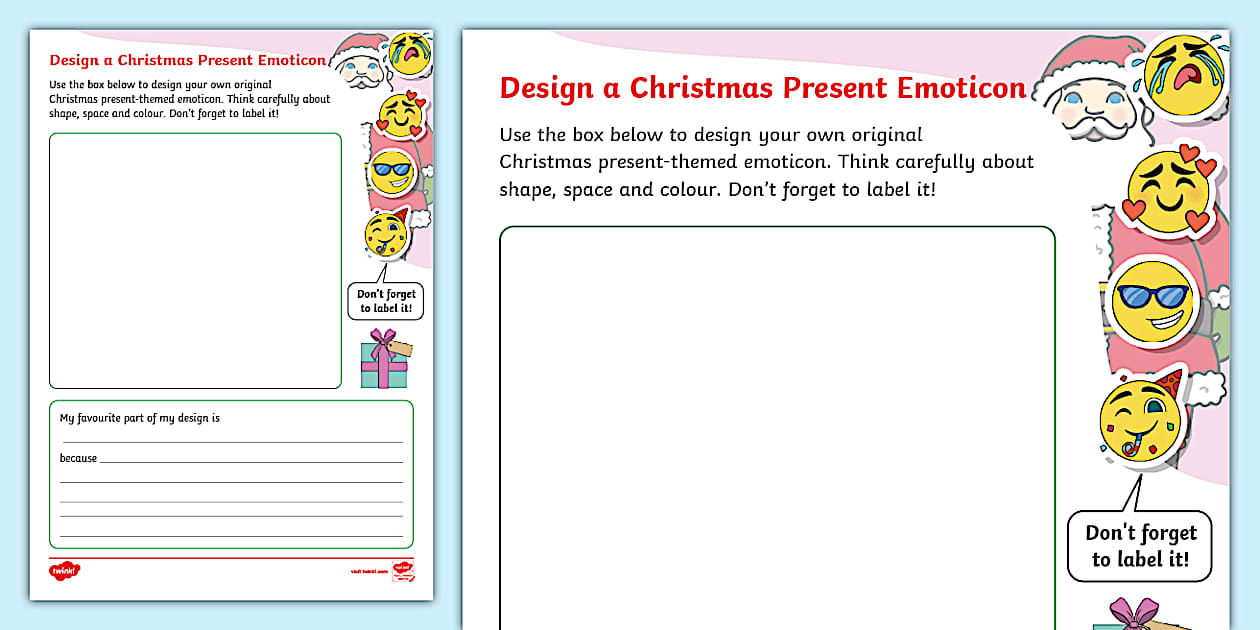 Design Your Own Christmas Present Emoticon Activity Sheet