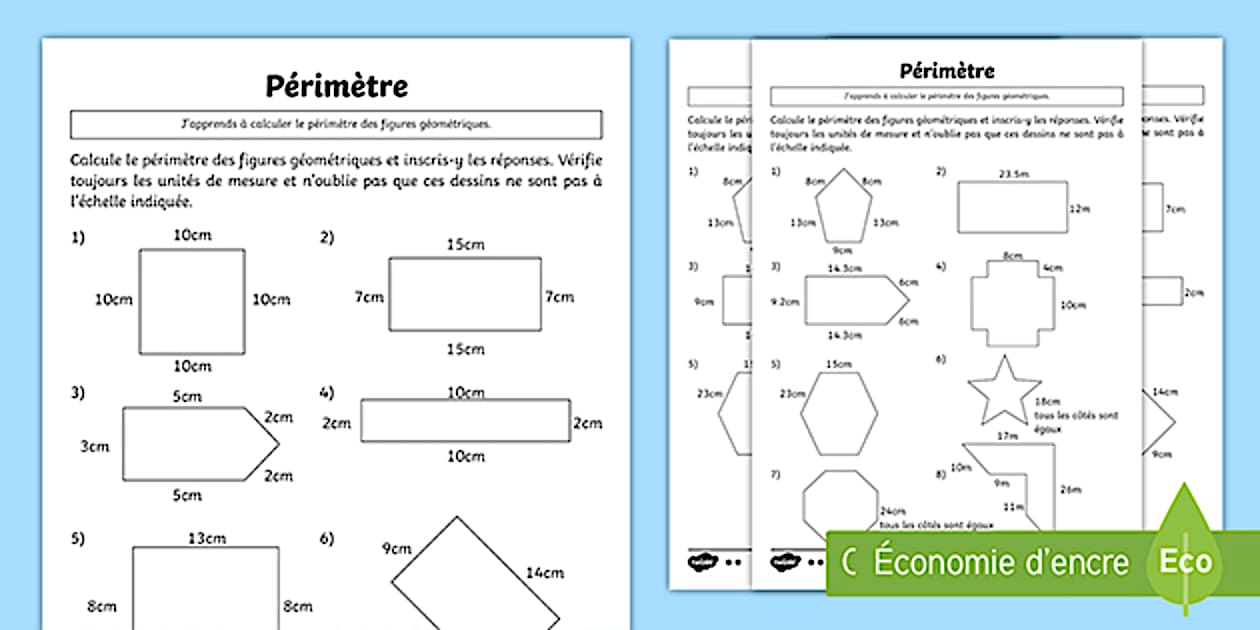 Fiches d'activités différenciées : Le périmètre