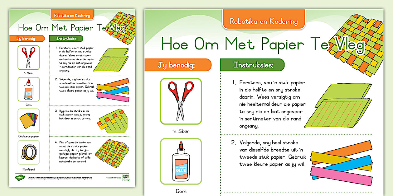 Graad 1 Robotika en Kodering Hoe Om Met Papier Te Vleg - Aktiwiteit (KABV