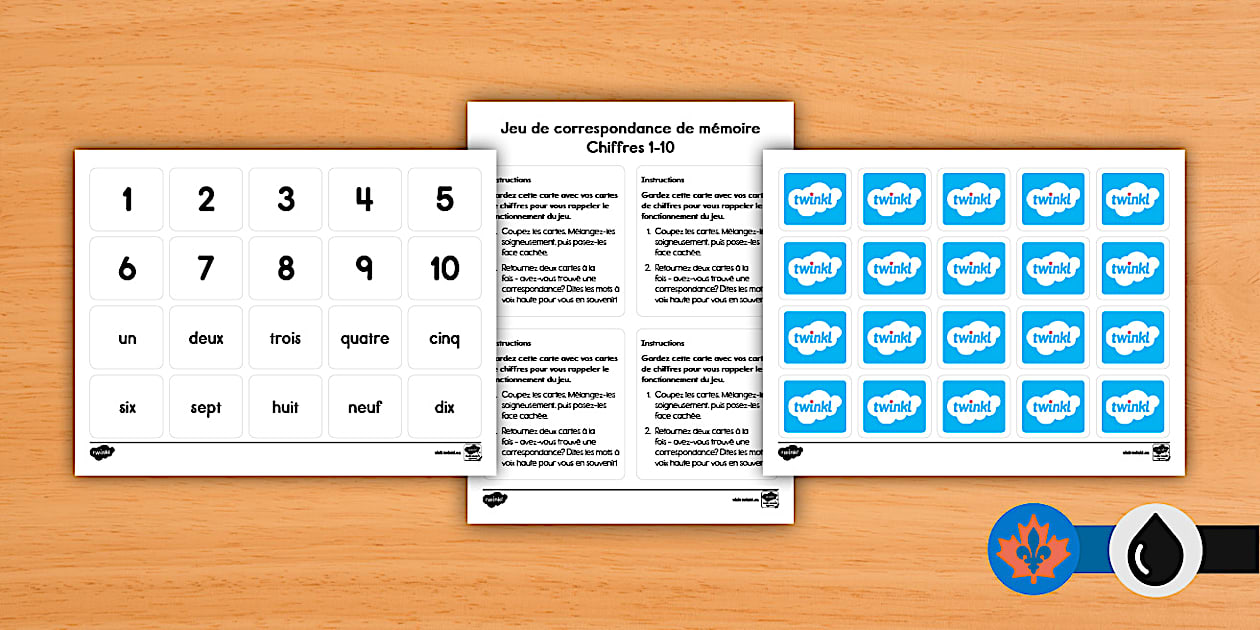 Numbers 0-10 Memory Match Game French (teacher made)