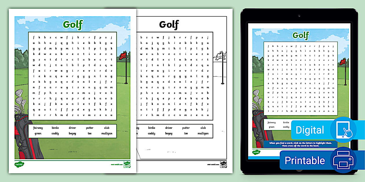 Golf Word Search for 3rd-5th Grade (Teacher-Made) - Twinkl
