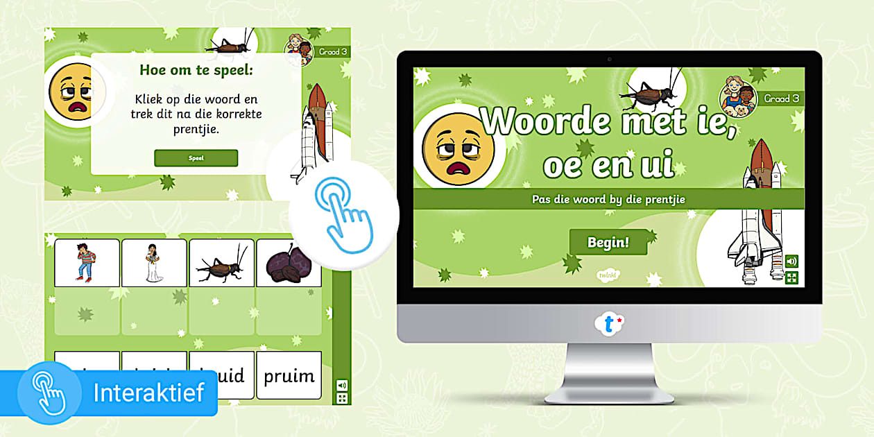 Graad 3 Klanke Aanlynspeletjie ie, oe, ui (teacher made)