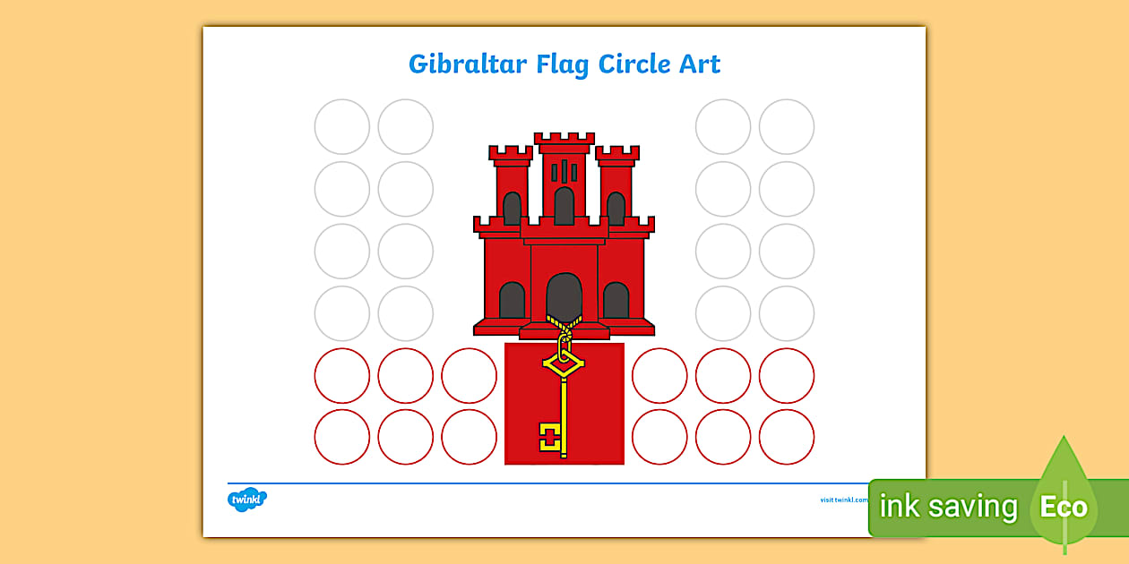 Gibraltar Flag Circle Art Worksheet | Twinkl | Geography KS1