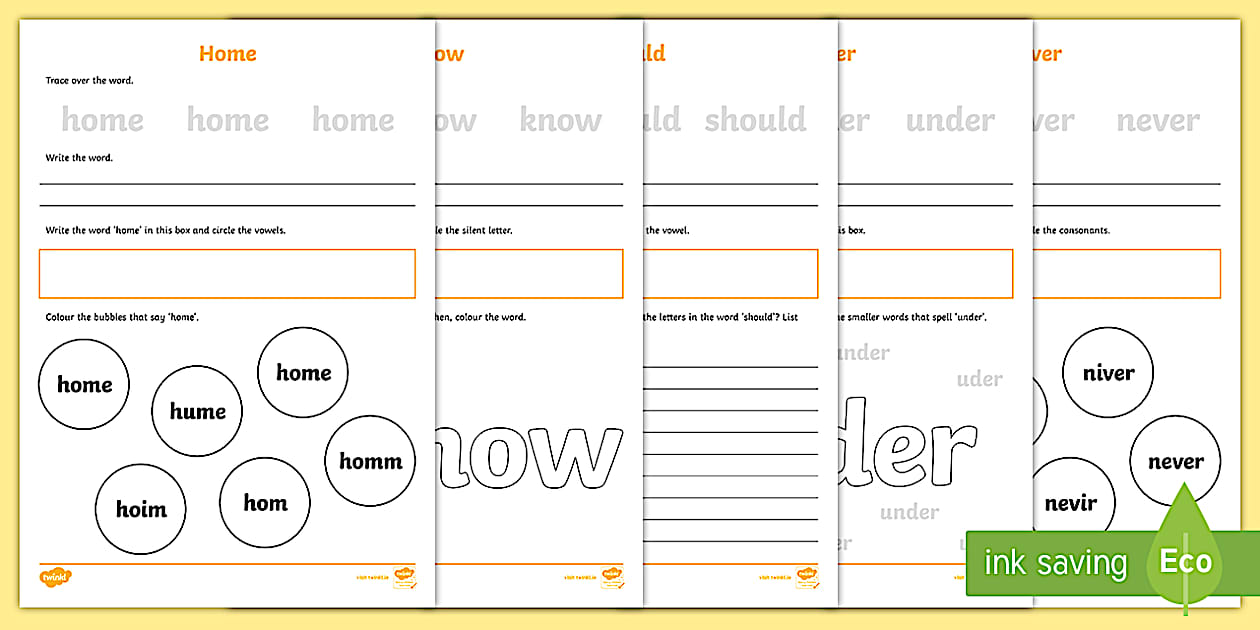 First Class Spelling List Weeks 13-18 Worksheets - Twinkl