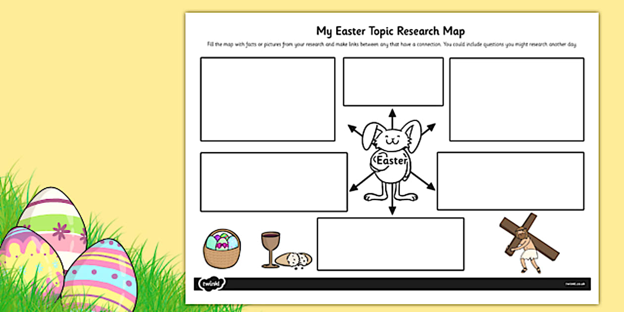 Black and White Easter Topic Research Map (teacher made)
