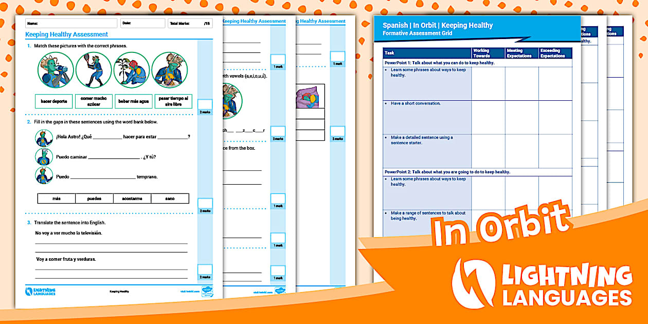 👉 Spanish In Orbit Keeping Healthy Assessment Pack