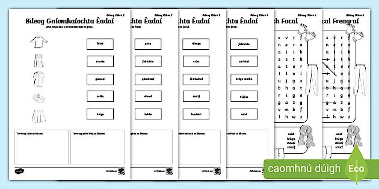Clothes Worksheets Gaeilge (Teacher-Made) - Twinkl