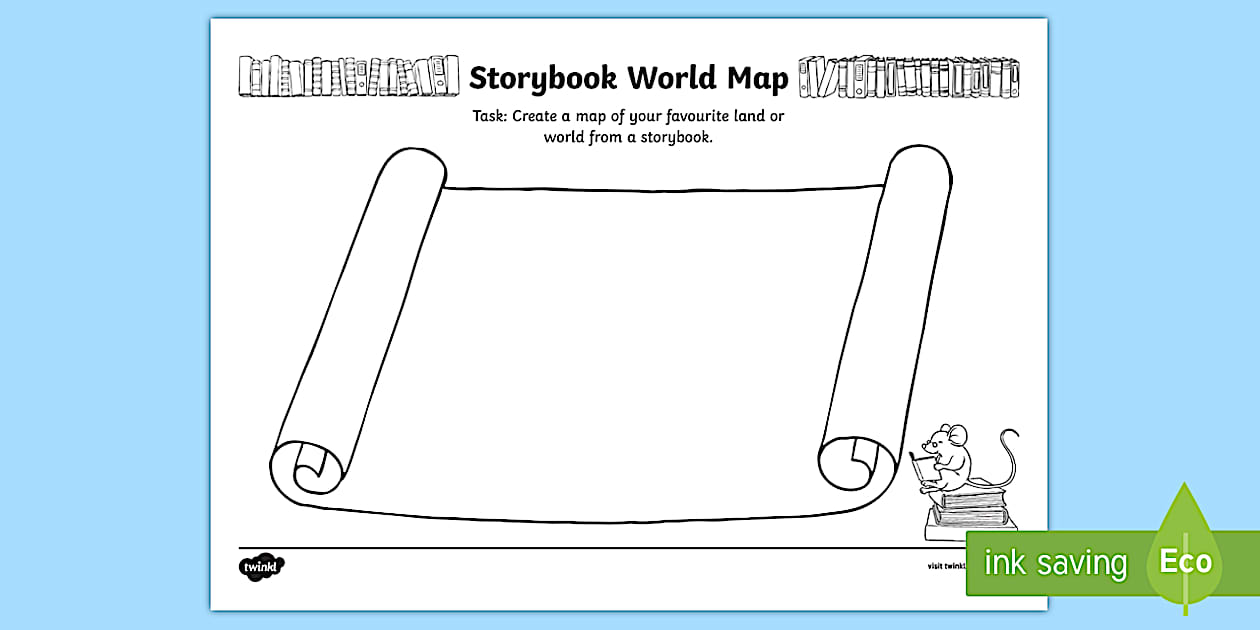 Storybook Map Activity - World Map Drawing - English