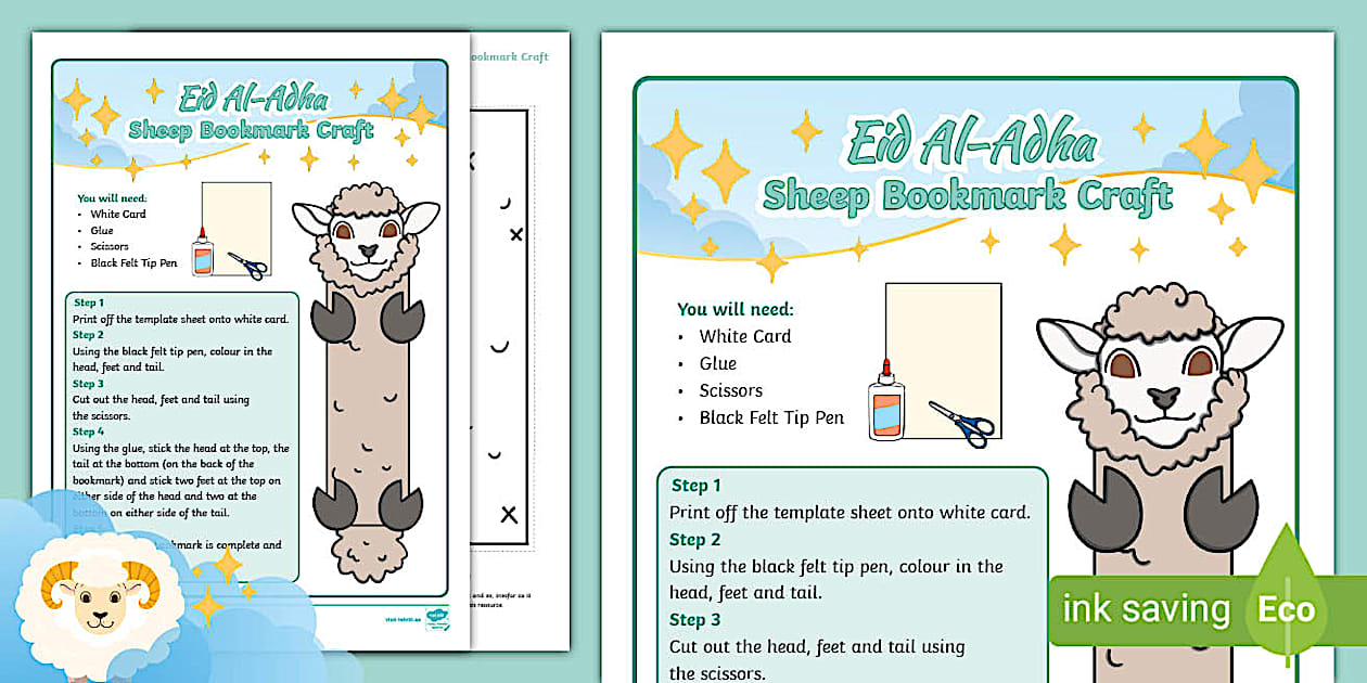 Eid Al-Adha Sheep Bookmark Craft (Teacher-Made) - Twinkl