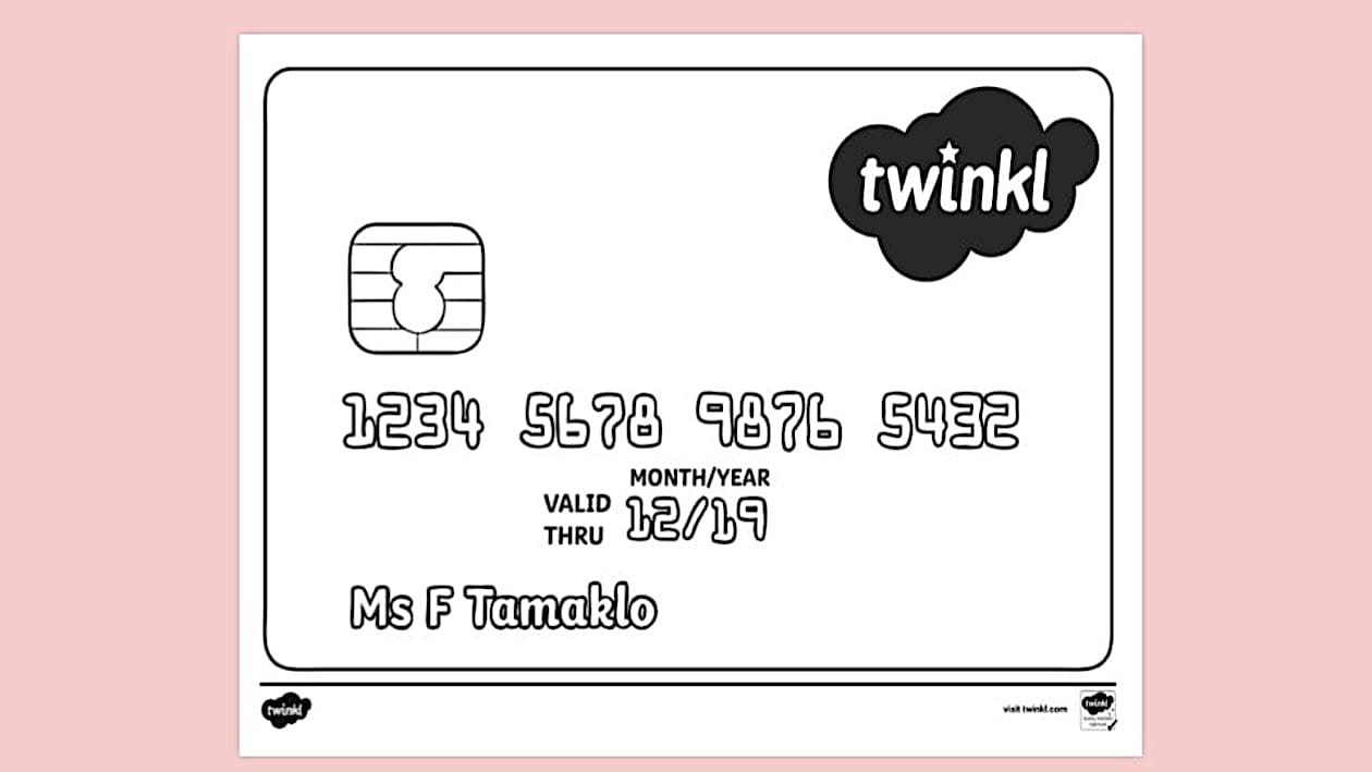 Bank Card Colouring Sheet | Twinkl Resources (Teacher-Made)
