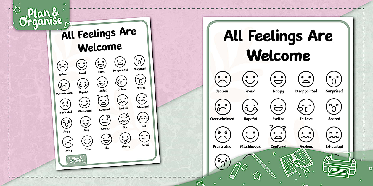 All Feelings Are Welcome Poster | Therapeutic Classroom | Botanical Theme