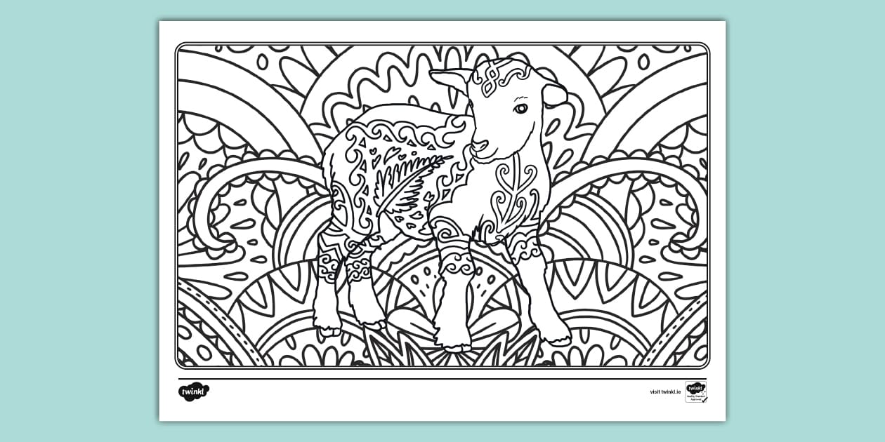 Lamb Mindfulness Colouring Sheet (teacher made) - Twinkl