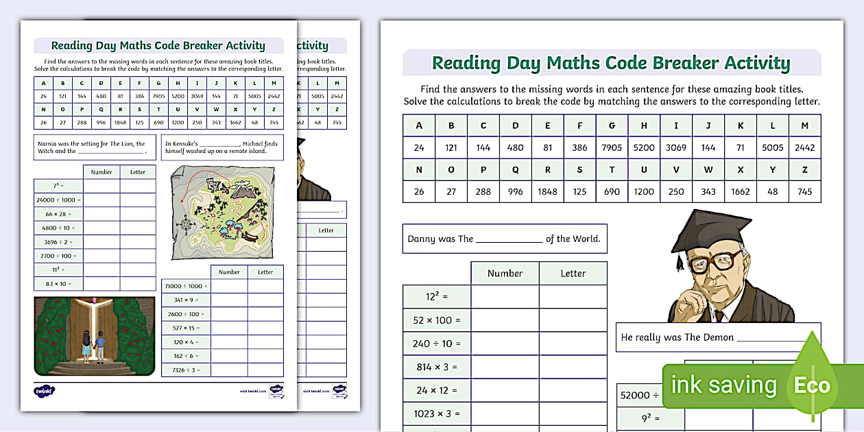 👉 Year 5 Book-Themed Day Code Breaker Activity - Twinkl