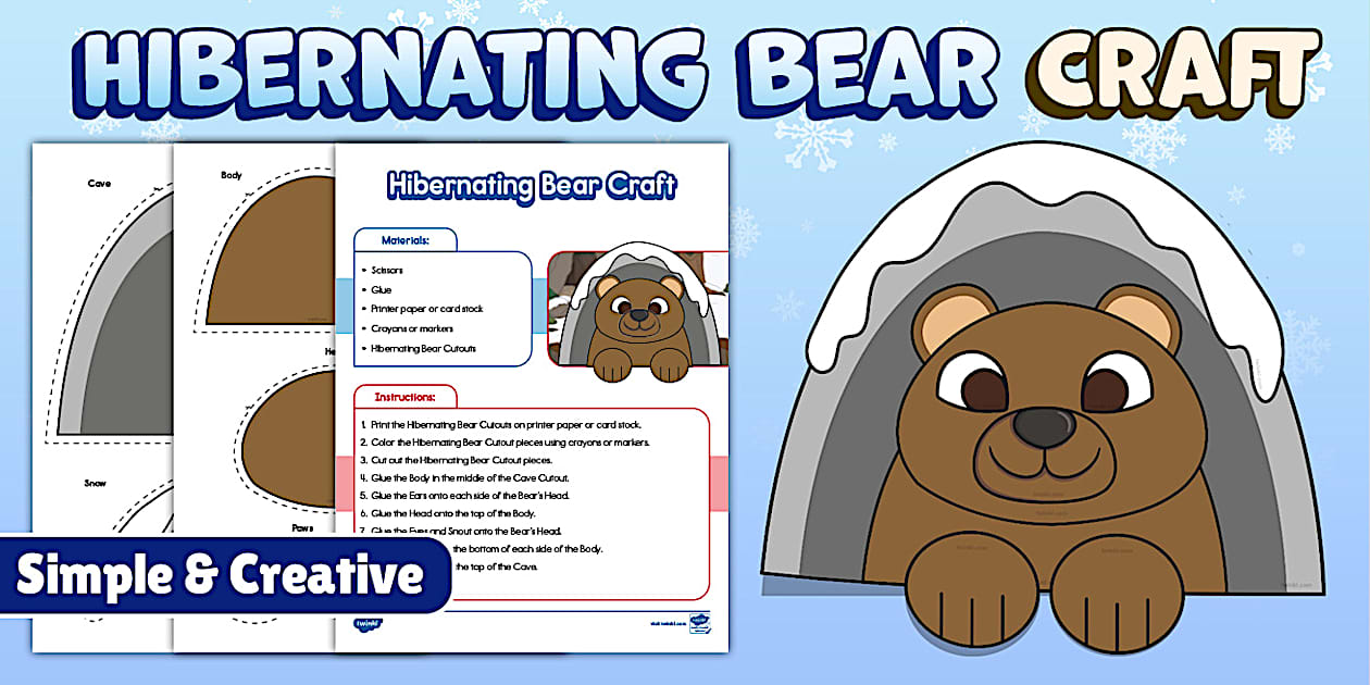 Hibernating Bear Craft (teacher made) - Twinkl