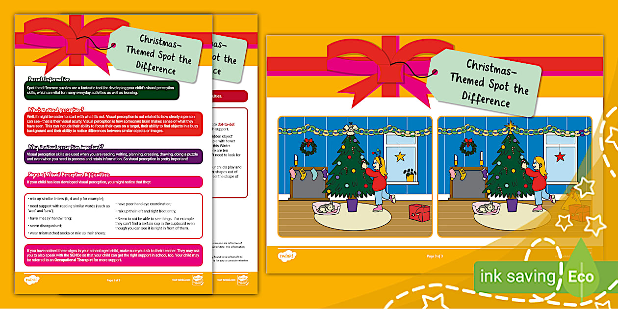 Christmas-Themed Spot the Difference (teacher made) - Twinkl