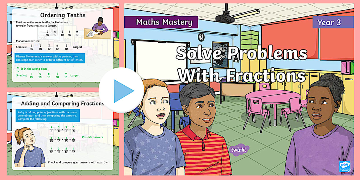 Year 3 Solve Problems Fractions Maths Mastery PowerPoint