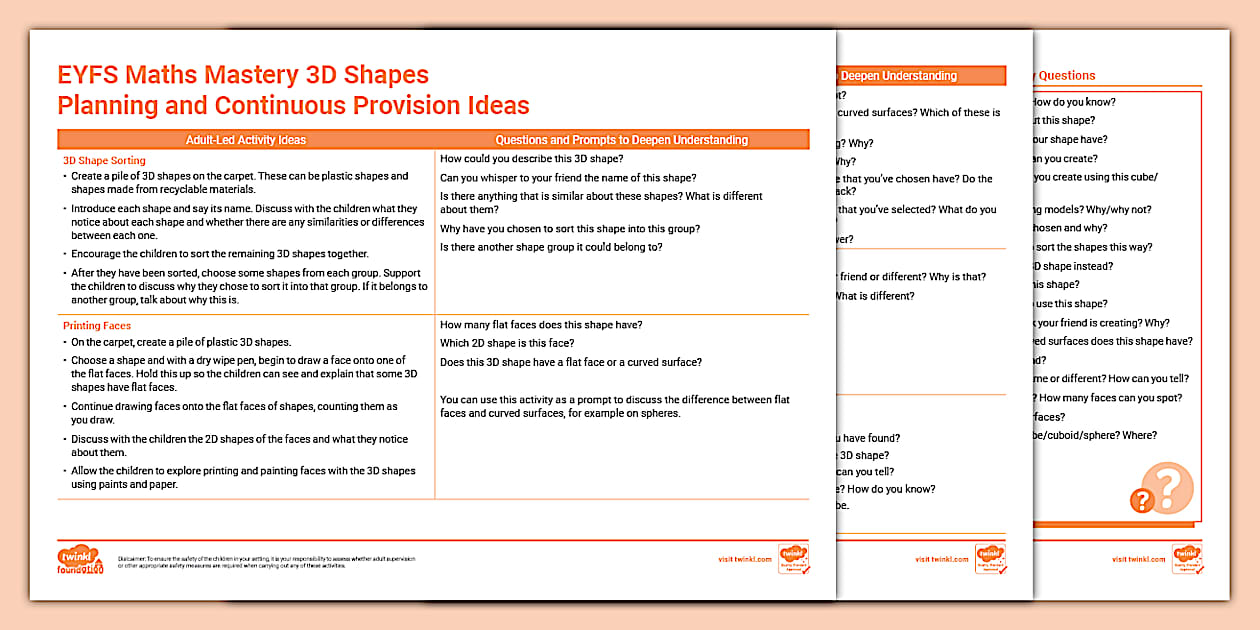 👉 EYFS Maths Mastery 3D Shapes Planning & Continuous Provision