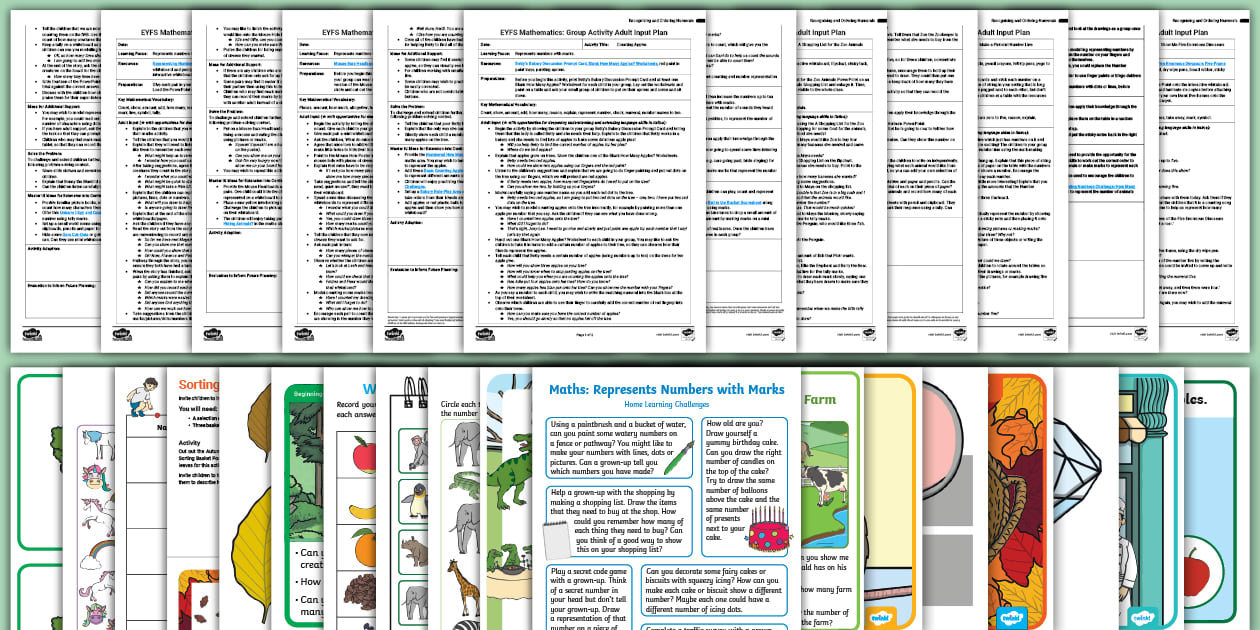 EYFS Maths: Represents Numbers with Marks and Symbols Pack
