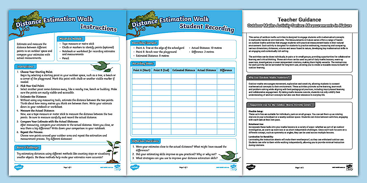 Outdoor Maths: Distance Estimation Walk - Twinkl