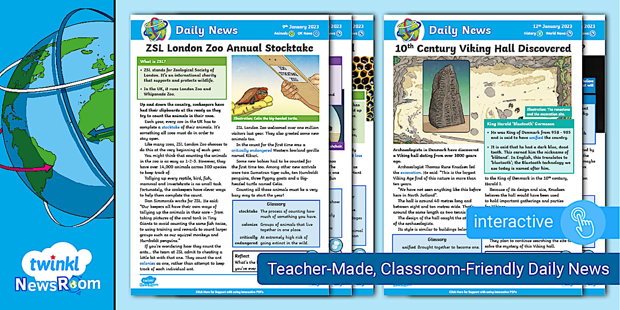 NewsRoom Weekly LKS2 Reading Comprehension Pack - 13th January 2023