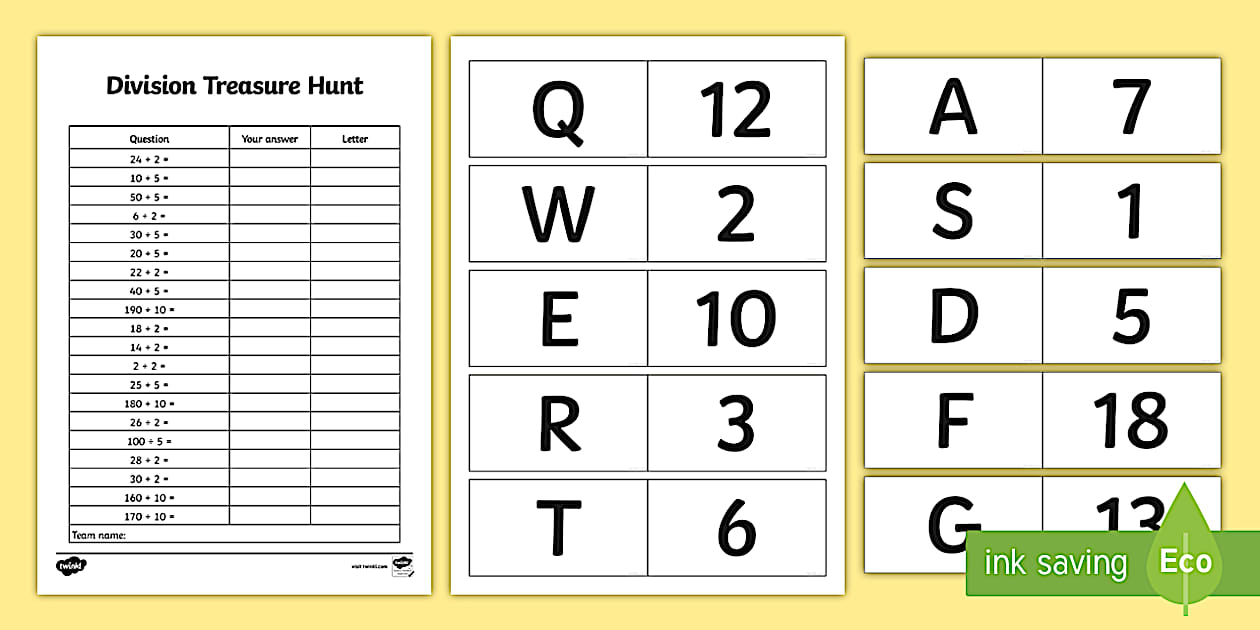 Editable Dividing by 2, 5 and 10 Treasure Hunt - Twinkl