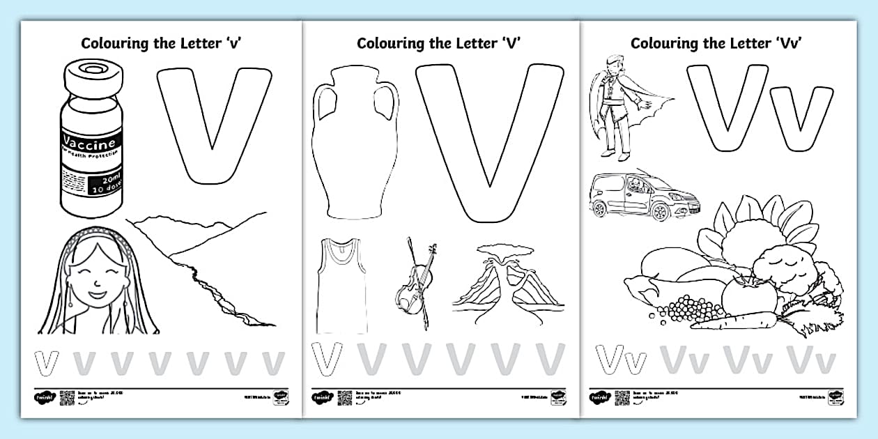 Letter V Colouring Pages (teacher made) - Twinkl