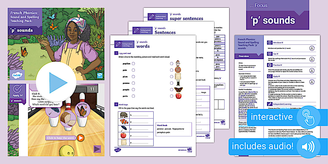 👉 French Phonics: Sound and Spelling Teaching Pack 'p' Sounds