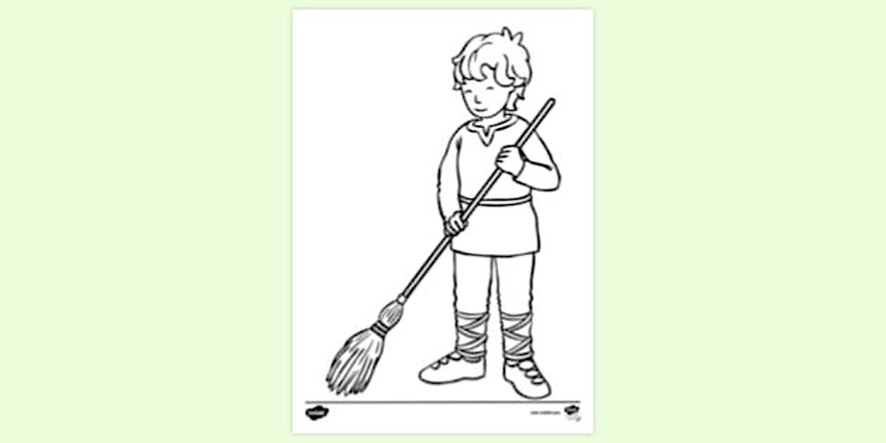 Fionn Sweeping Colouring Sheet (teacher made) - Twinkl
