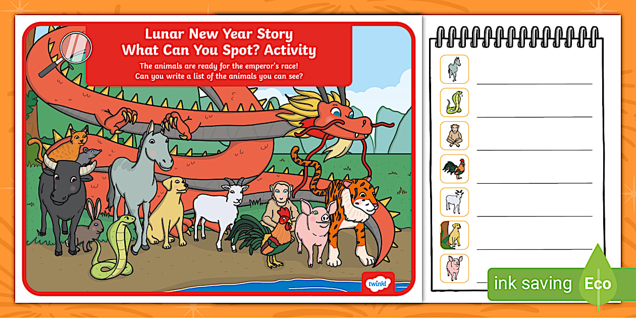 Lunar New Year Story What Can You Spot? Writing Activity