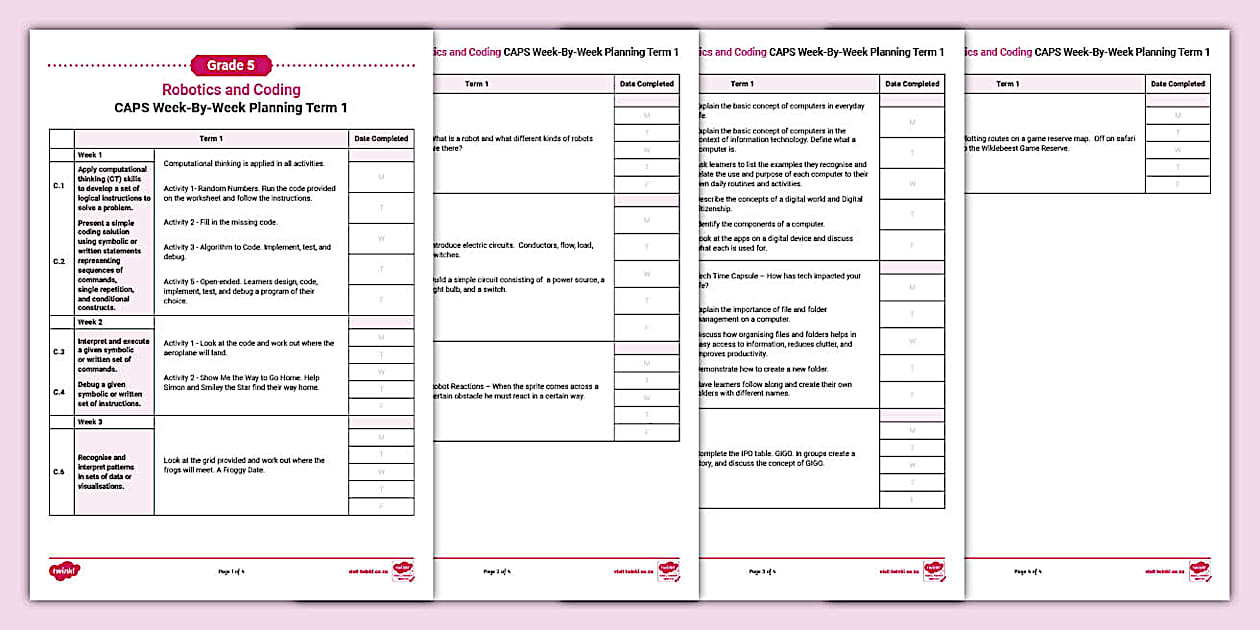 CAPS Curriculum Week-by-week Planning Term 1 (teacher made)
