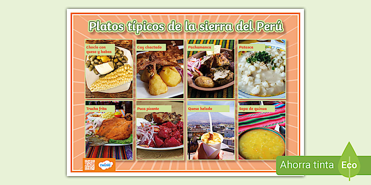 Lámina platos típicos de la sierra | Twinkl Perú - Twinkl