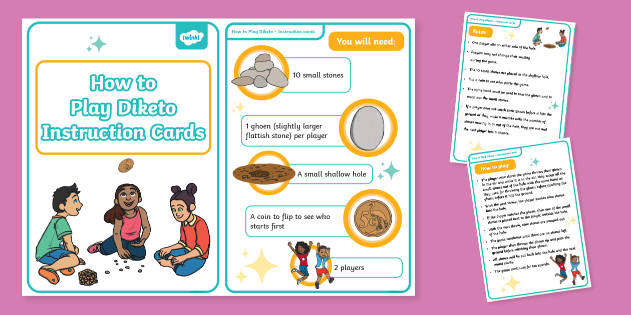 How to Play Diketo - Instruction Cards | Twinkl South Africa