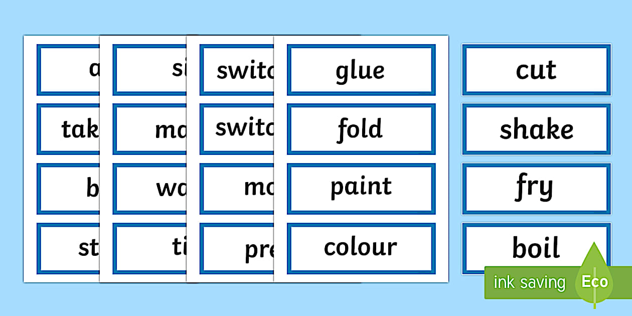 Early Stage 1 Procedure Language of Instruction Word Cards