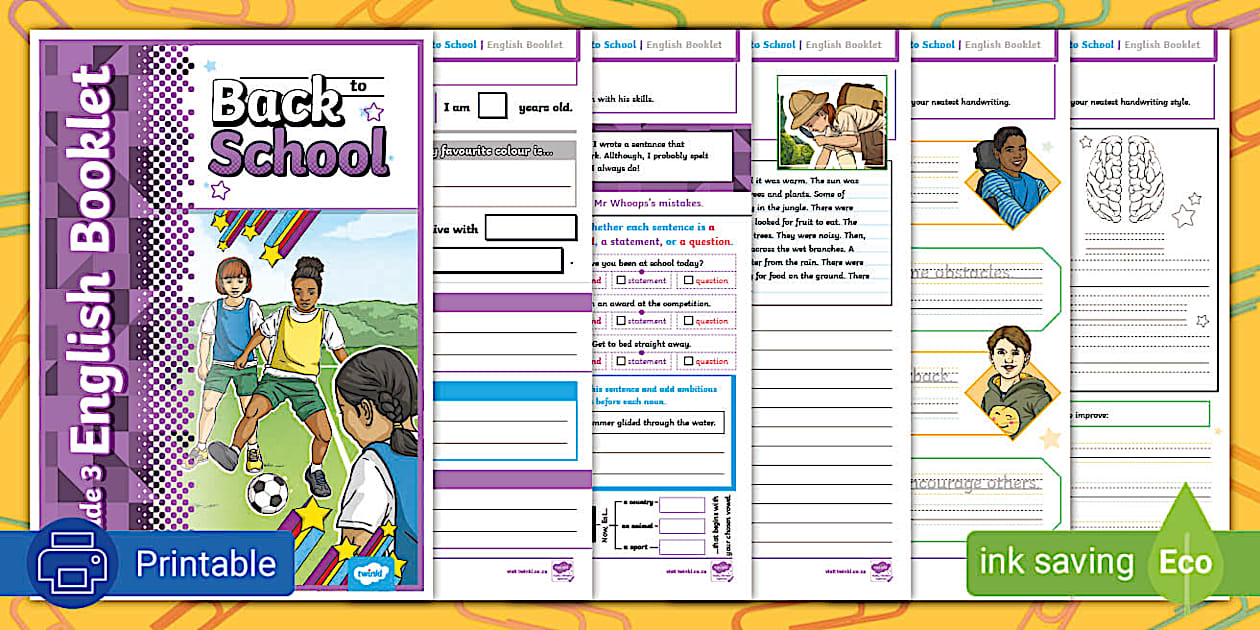 Grade 3 Back to School English Booklet (teacher made)