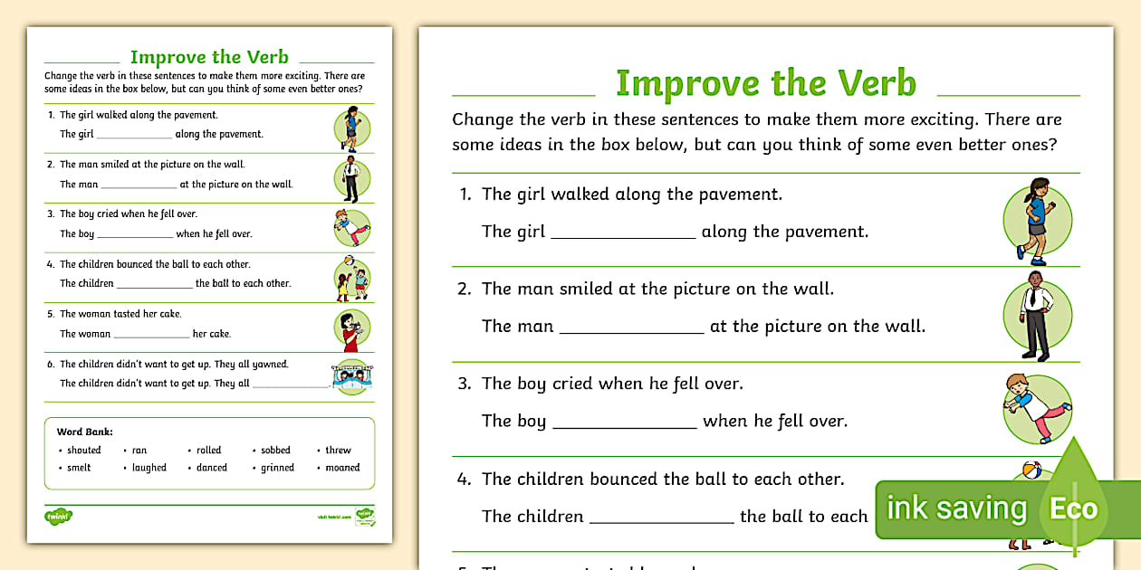Improve the Verbs Activity Sheet (teacher made) - Twinkl