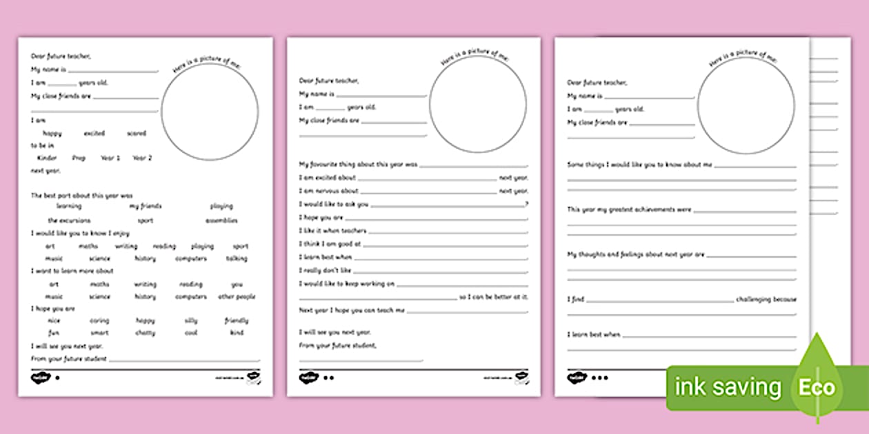 All About Me Letter To A Future Teacher Template | Twinkl