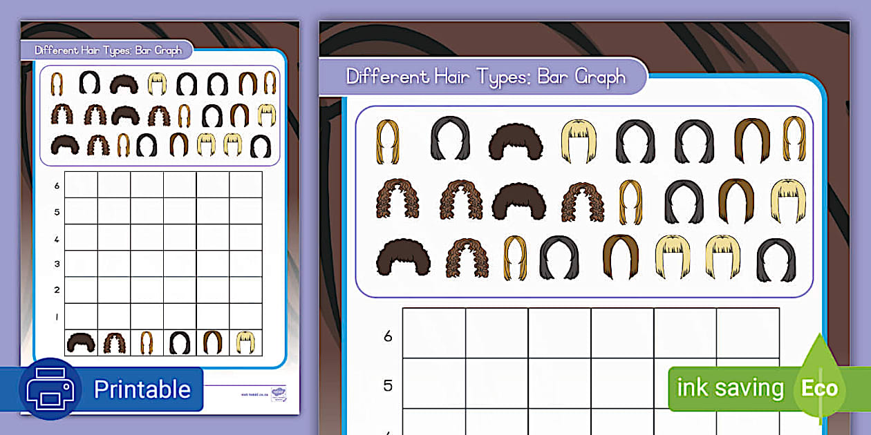 Grade R- Data Handling Worksheet: Hair Types Bar Graph